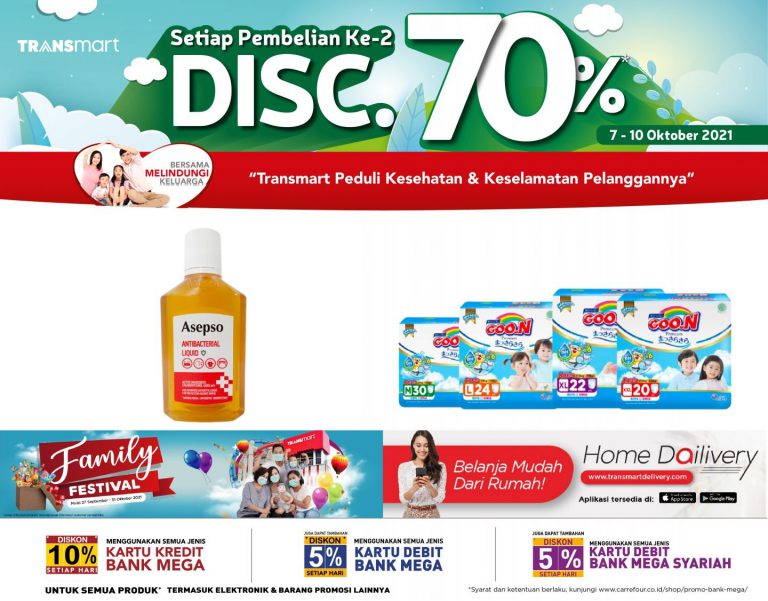Promo Transmart Diskon 70% Hanya 4 Hari 7-10 Oktober 2021 – Harga Belanja